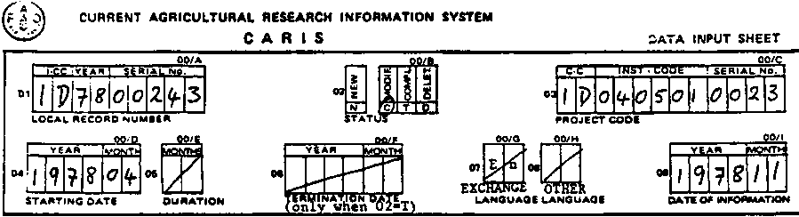 PART TWO - COMPLETING THE CARIS INPUT SHEET