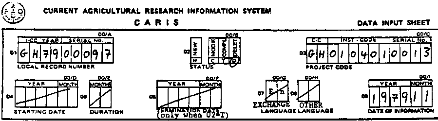 PART TWO - COMPLETING THE CARIS INPUT SHEET