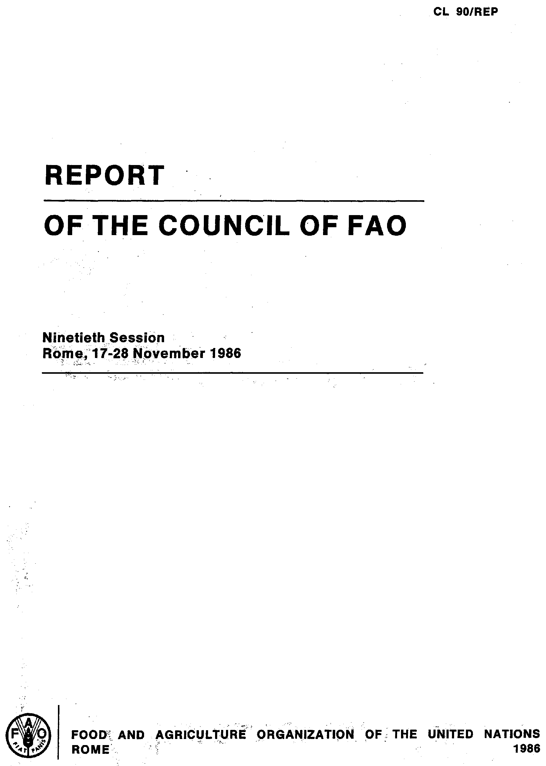 REPORT OF THE COUNCIL OF FAO