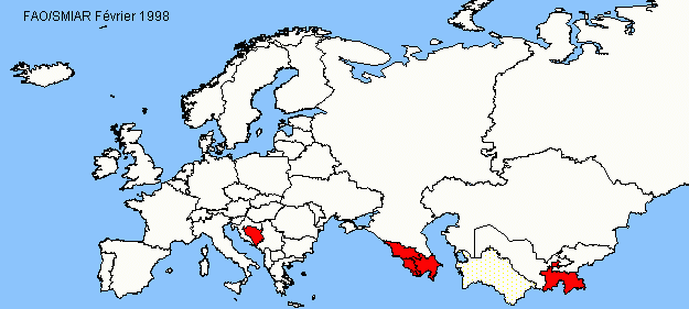 FAO/SMIAR: Cultures et pénuries alimentaires 9802 - carte de l'Europe