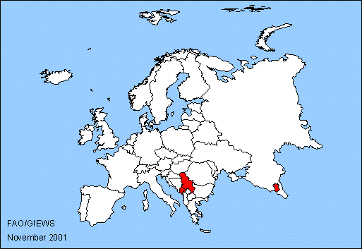FAO/GIEWS - Foodcrops and Shortages 11/2001 - Europe Map