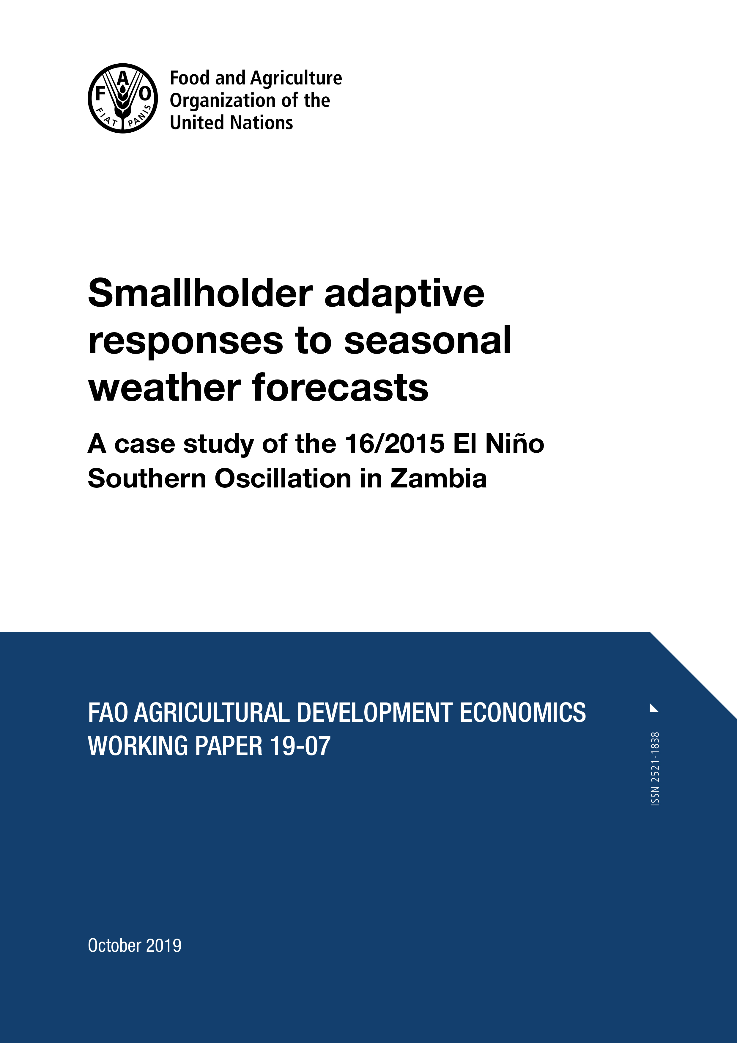 Smallholder adaptive responses to seasonal weather forecasts. A case ...