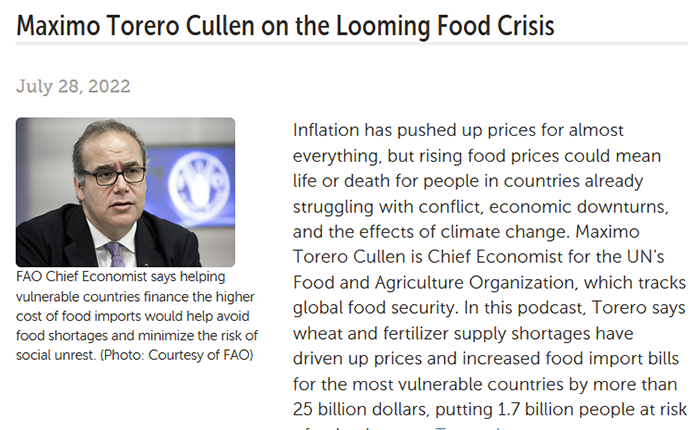 Máximo Torero | Food and Agriculture Organization of the United Nations