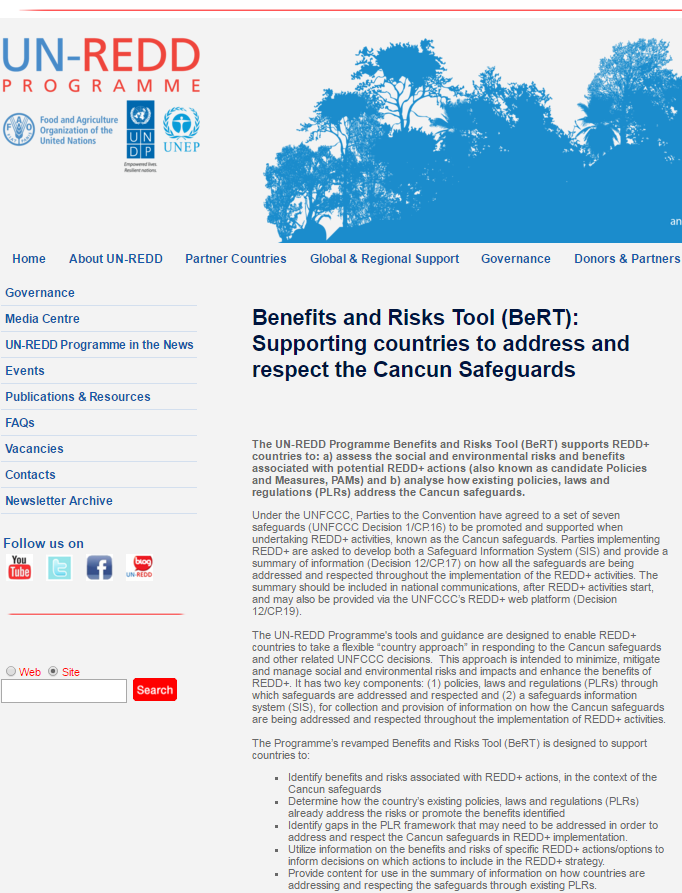 FAO - SFM Tool Detail: Benefits and Risks Tool (BeRT) - Supporting ...