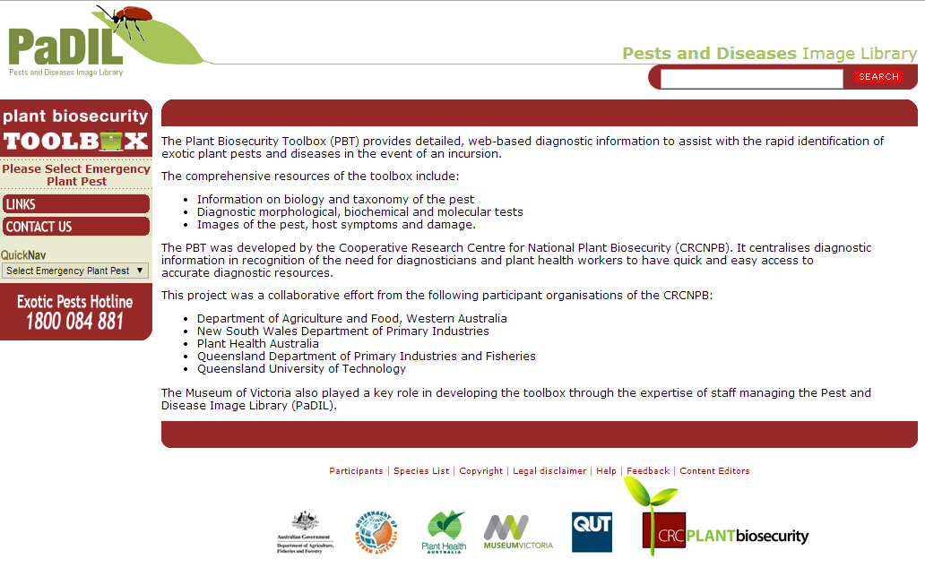 FAO - SFM Tool Detail: PaDIL - Plant Biosecurity Toolbox (PBT)