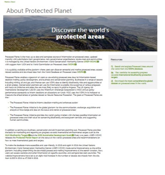 FAO - SFM Tool Detail: Protected Planet - Discover the World’s ...