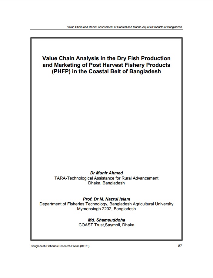 Value Chain Analysis in the Dry Fish Production and Marketing of Post ...
