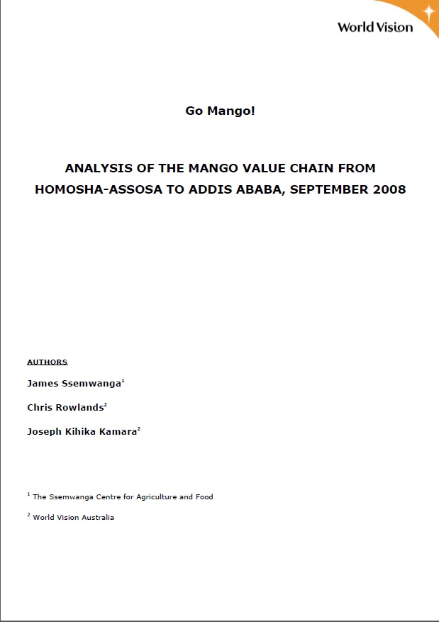 Analysis of the Mango Value Chain from Homosha-Assosa to Addis Ababa