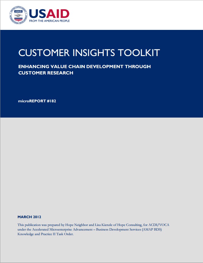 Customer Insights Toolkit - Enhancing Value Chain Development through ...