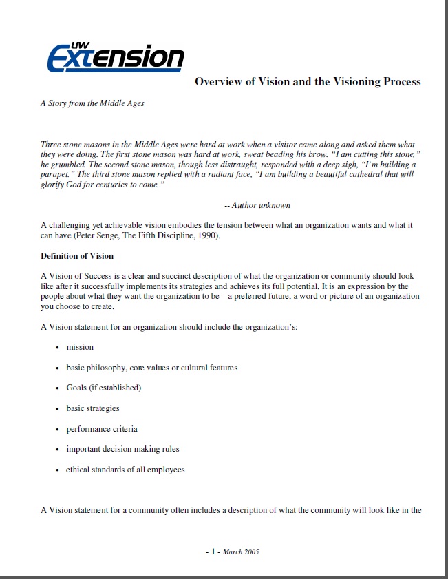 Overview of Vision and the Visioning Process