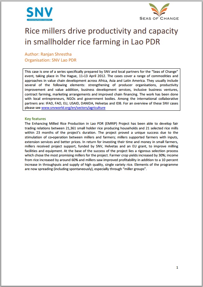 Rice Millers Drive Productivity and Capacity in Smallholder Rice ...