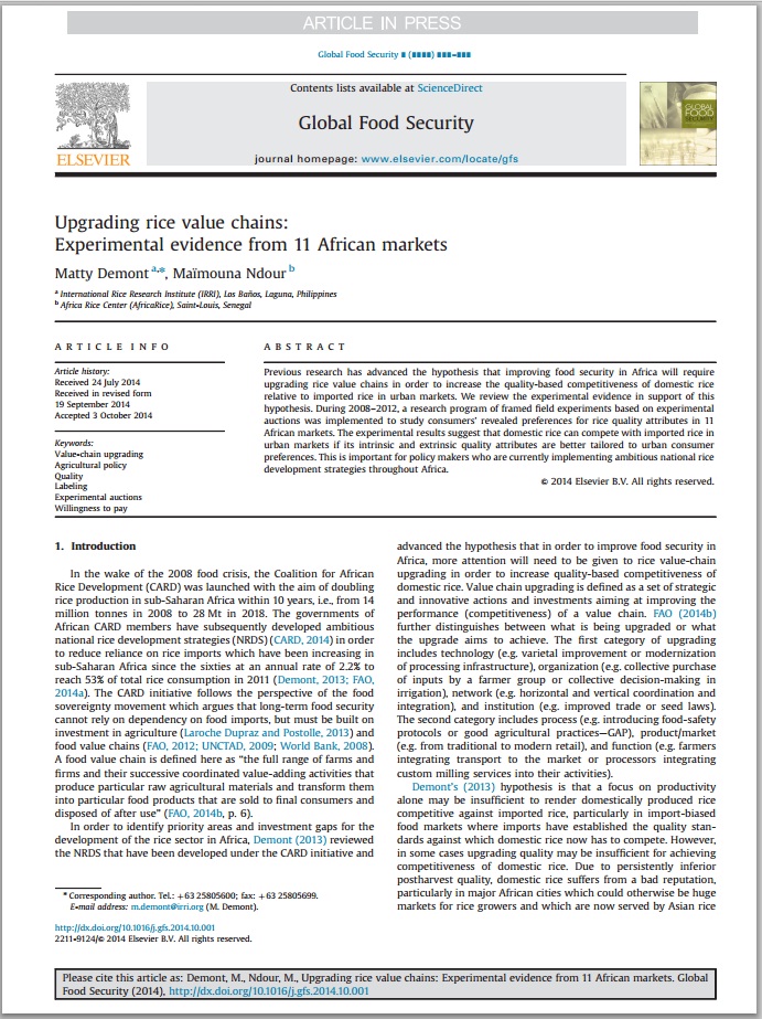 Upgrading Rice Value Chains: Experimental Evidence from 11 African Markets