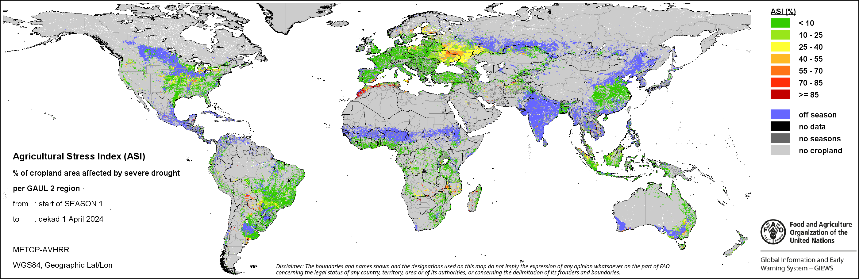 FAO, GIEWS, Earth Observation,METOP, NDVI, ASIS, VHI, VCI,ECWMF ...