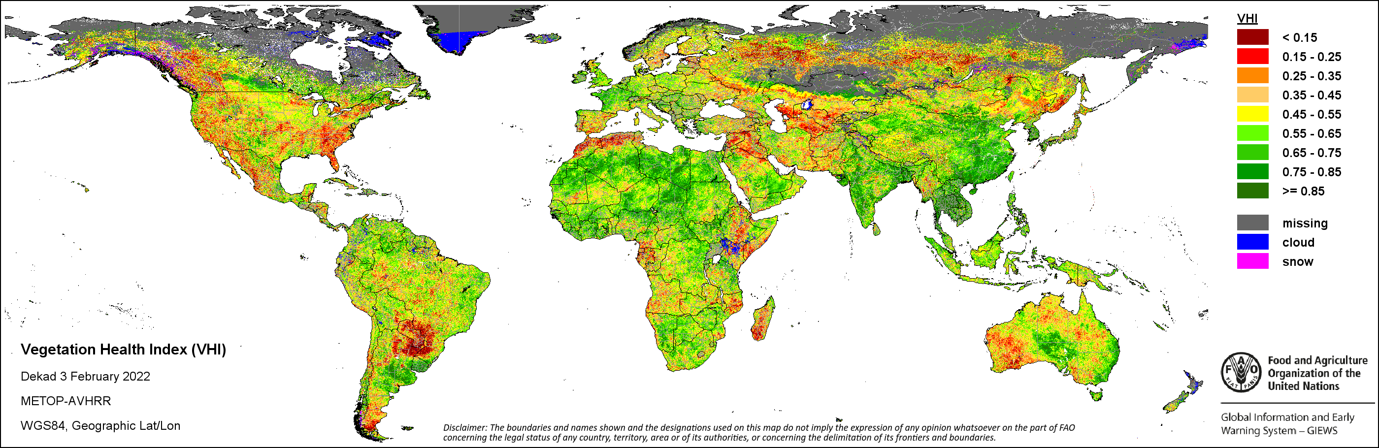 FAO,GIEWS, Earth Observation,METOP, NDVI, ASIS, VHI, VCI,ECWMF ...