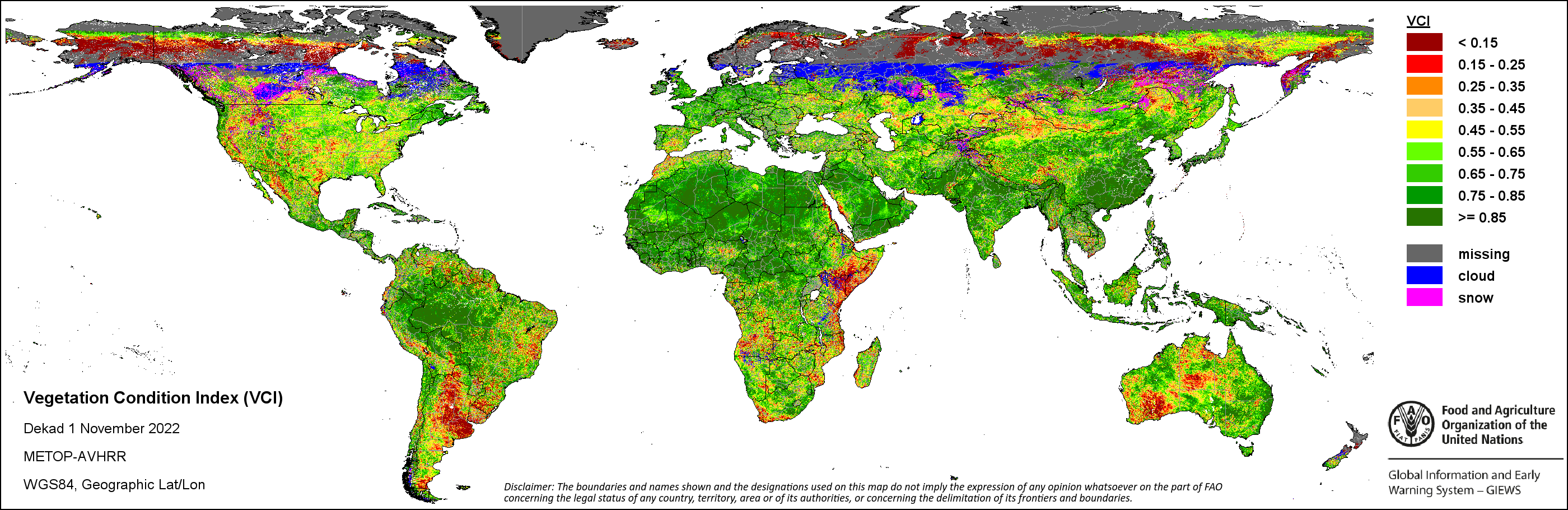 FAO,GIEWS, Earth Observation,METOP, NDVI, ASIS, VHI, VCI,ECWMF ...