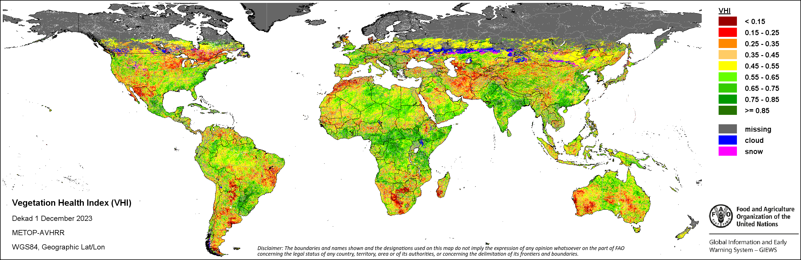 FAO,GIEWS, Earth Observation,METOP, NDVI, ASIS, VHI, VCI,ECWMF ...