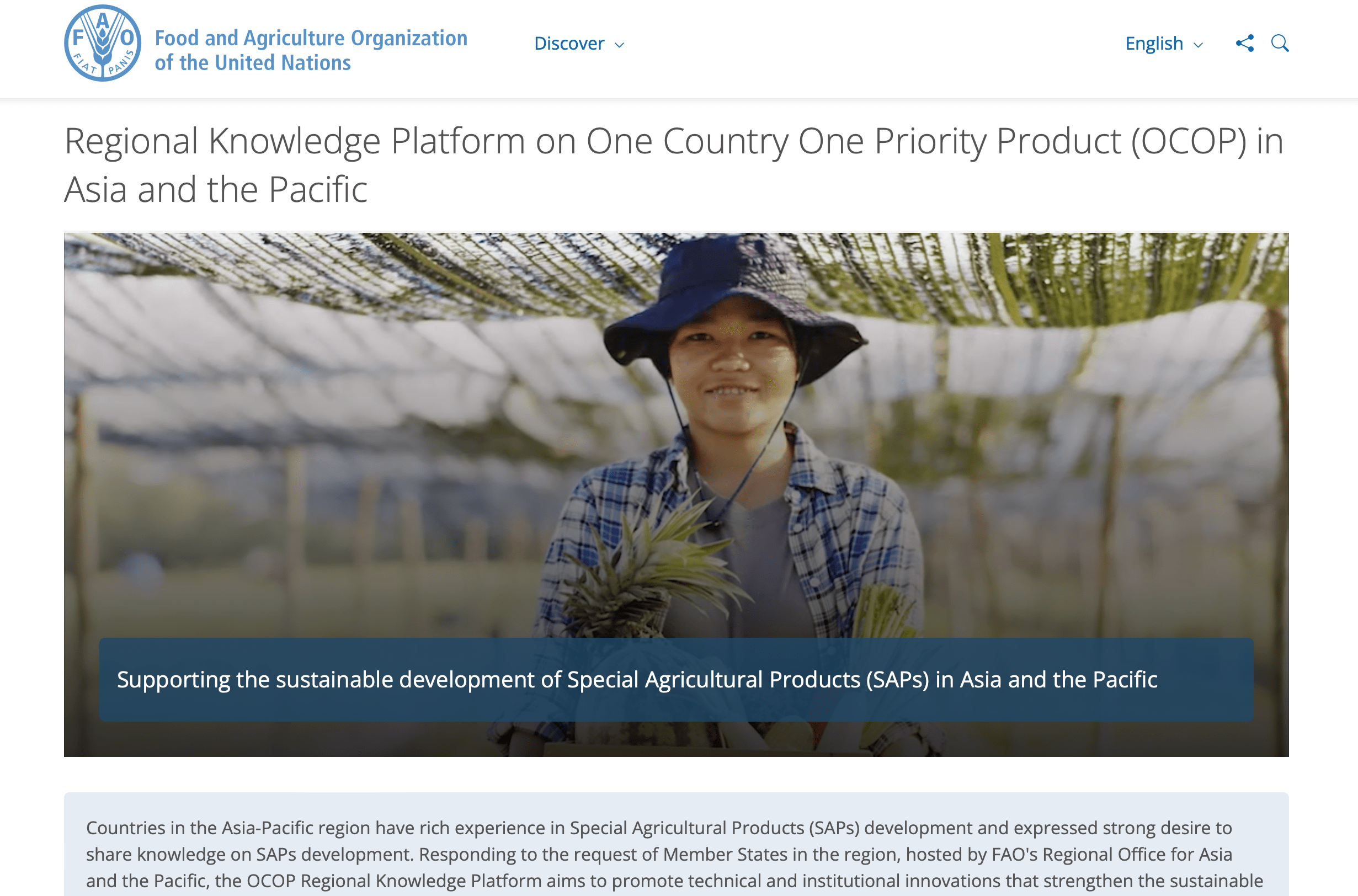 FAO Regional Knowledge Platform on OCOP in Asia and the Pacific
