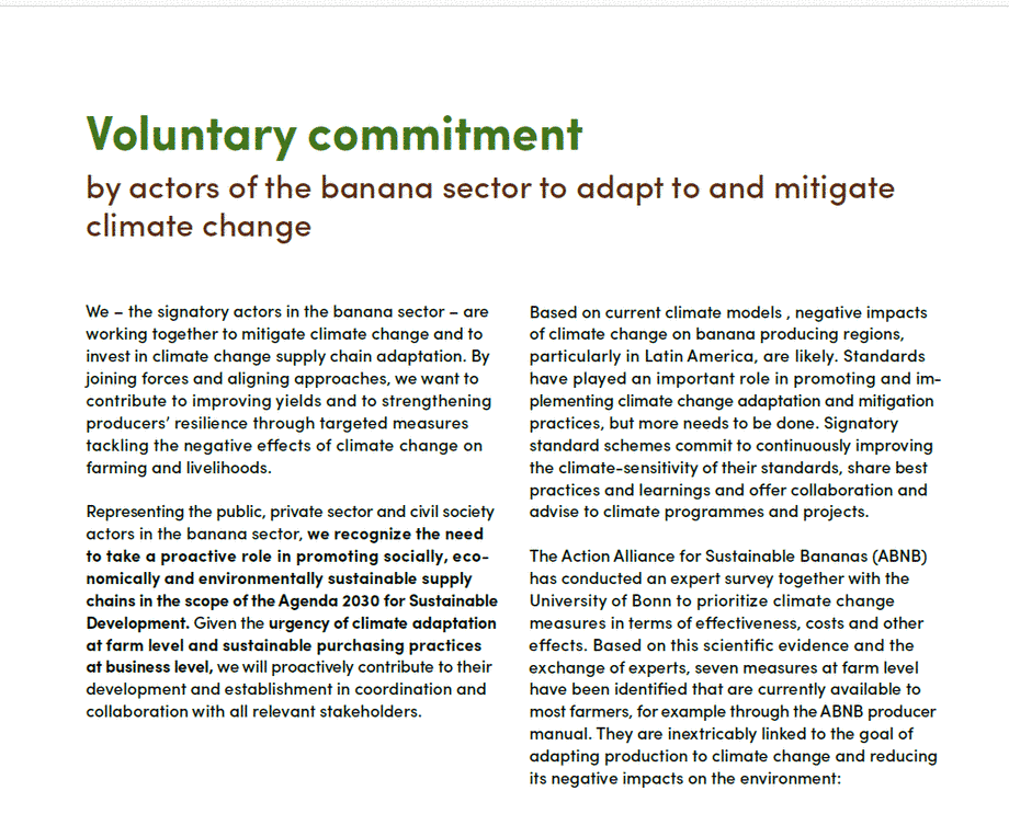 Voluntary commitment to adaptation to climate change | World Banana ...